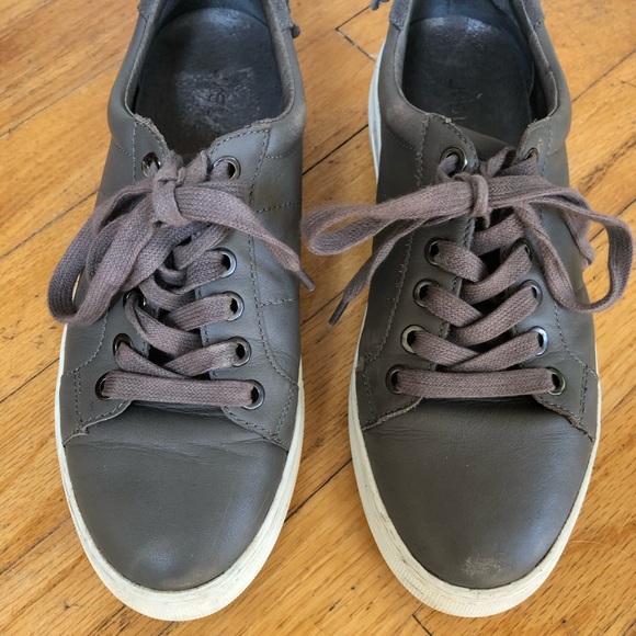 J Slides | Shoes | J Slide Gray Leather Platform Sneaker | Poshmark